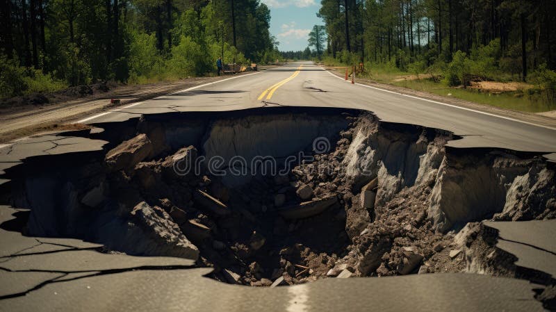 Collapse road broken stock illustration. Illustration of cracked ...