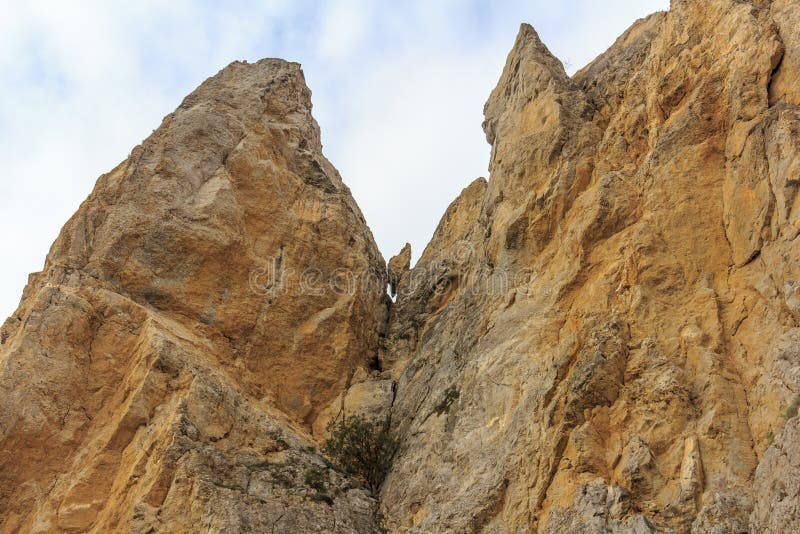 The Collapse of Stones from the Cliff. Falling Stones. Rockfall Stock ...