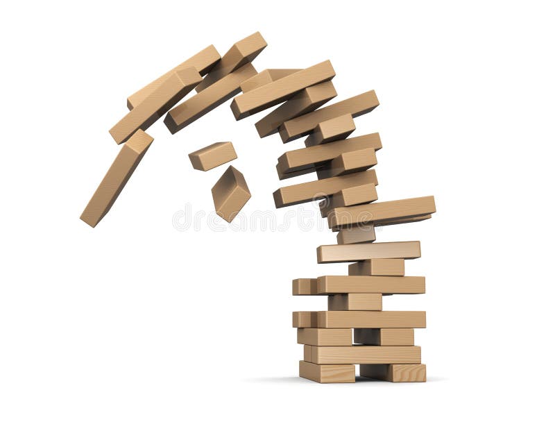 Collapsed block tower stock illustration. Illustration of competition ...