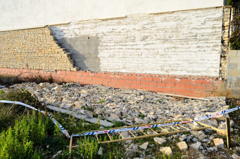 Collapsed block of wall stock photo. Image of structure - 107953086