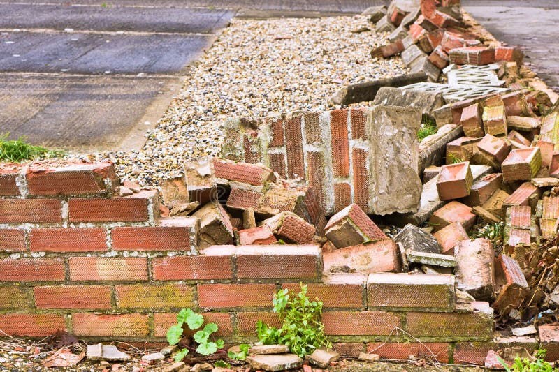 Collapsed brick wall stock photo. Image of collapsed - 47790638