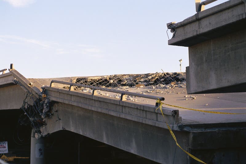 Collapsed bridge stock photo. Image of earthquake, highway - 52257158