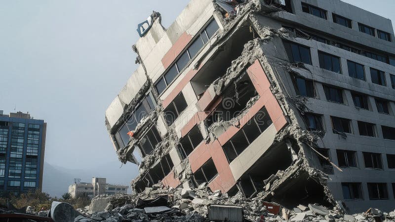Earthquake Causing Severe Damage To Residential Building Structure ...