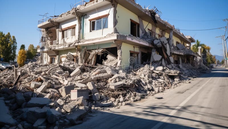 Collapsed Building after Earthquake Stock Illustration - Illustration ...