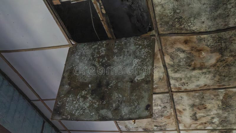 A Collapsed Ceiling in an Abandoned Building Stock Image - Image of ...