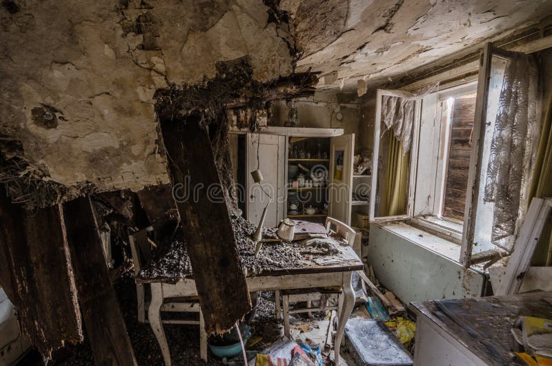 Collapsed ceiling in house stock photo. Image of fascination - 88195056