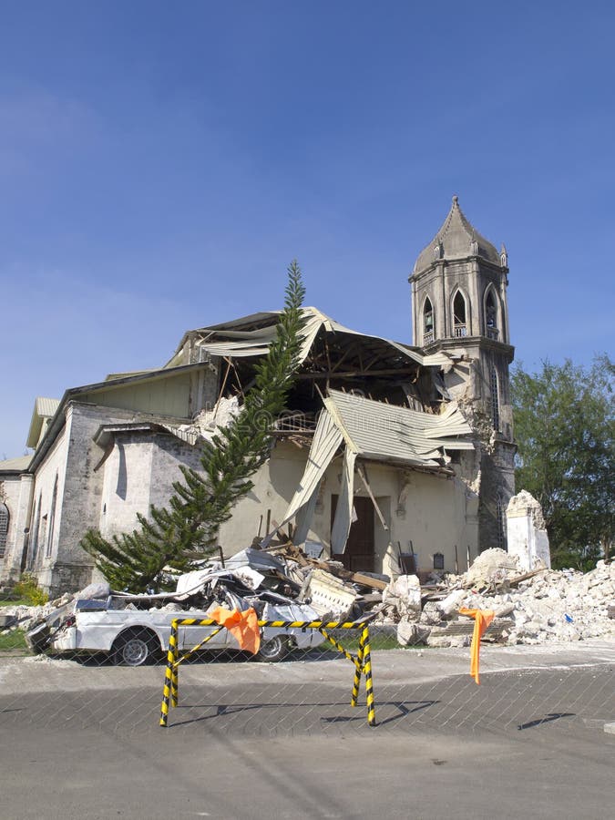 Collapsed Church in Bohol. Philippines. Stock Image - Image of ...