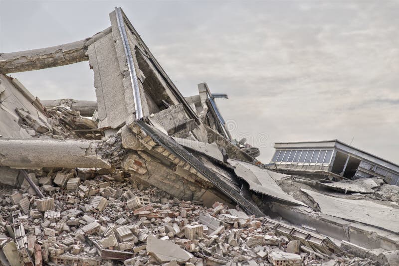 Collapsed Concrete Buildings Stock Photo - Image of disaster, building ...