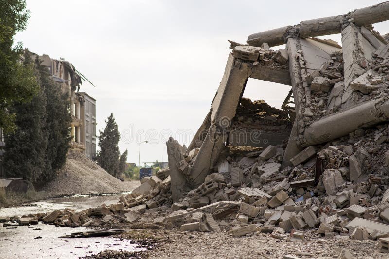 Collapsed Concrete Buildings Stock Image - Image of danger, apartment ...