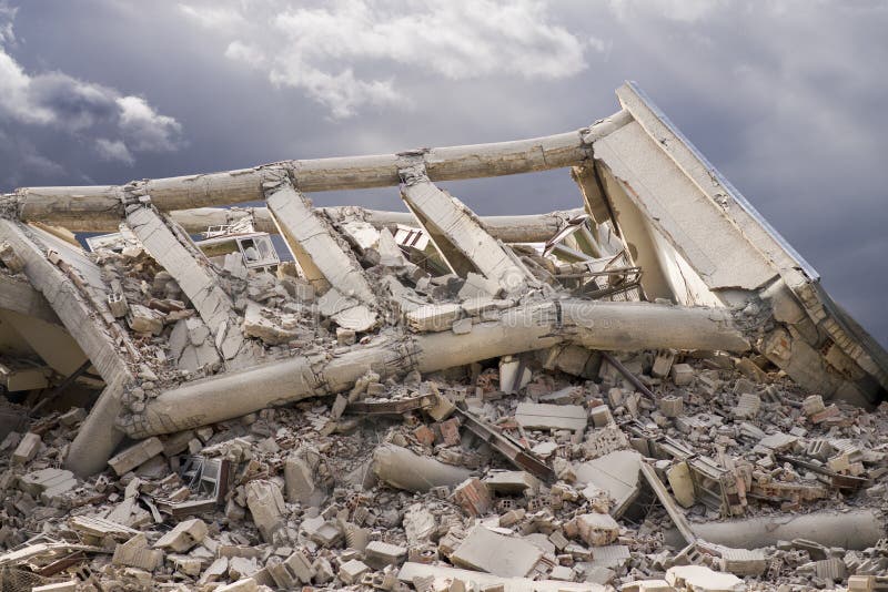 Collapsed Concrete Buildings Stock Image - Image of rescue, background ...