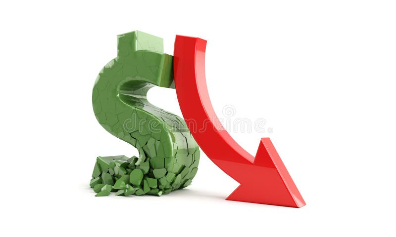 Collapsed Dollar Sign with Red Arrow Stock Illustration - Illustration ...