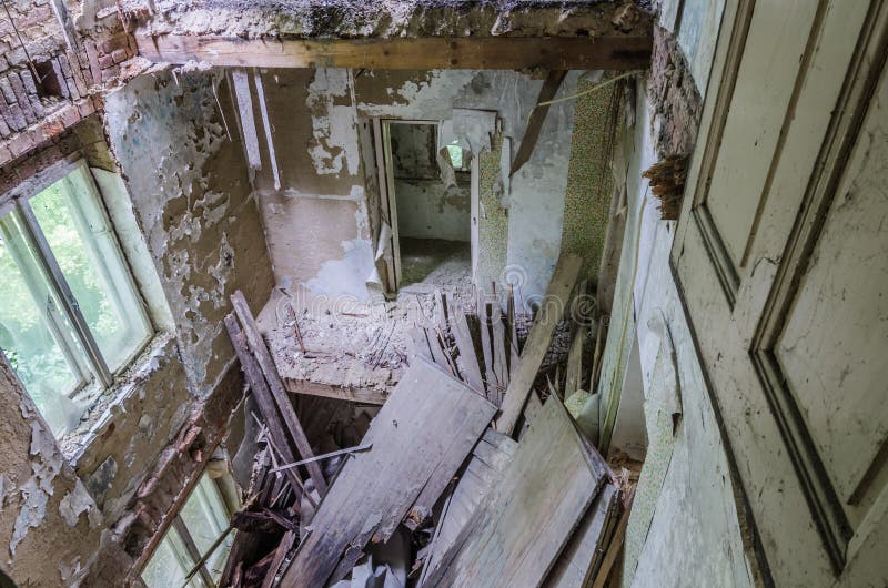 Collapsed floors in house stock image. Image of urban - 88196315