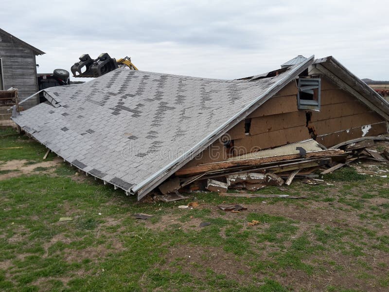 Collapsed Garage after Wind Storm Stock Photo - Image of demo, wind ...