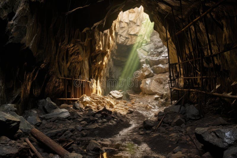Collapsed Mine Tunnel with Debris Stock Image - Image of caving ...