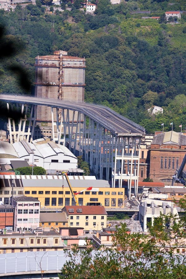 Collapsed Ponte Morandi Genoa Italy Editorial Stock Image - Image of ...