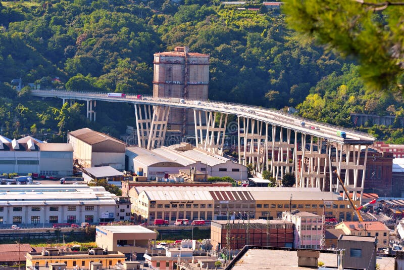 Collapsed Ponte Morandi Genoa Italy Editorial Image - Image of ...