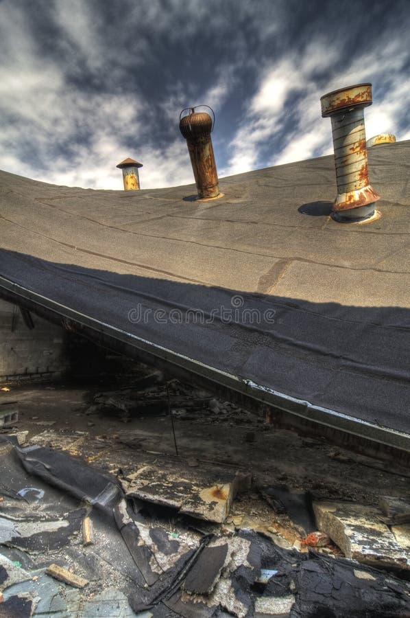 Collapsed Roof stock image. Image of asphalt, debris, decayed - 9110243