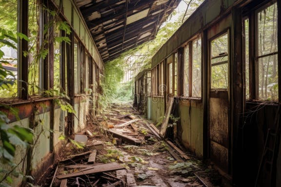Collapsed Roof on Decaying Train Carriage Stock Illustration ...
