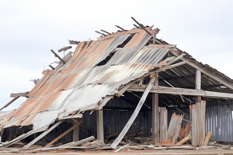 Collapsed Roof of Old Farmstead Barn Stock Photo - Image of historic ...