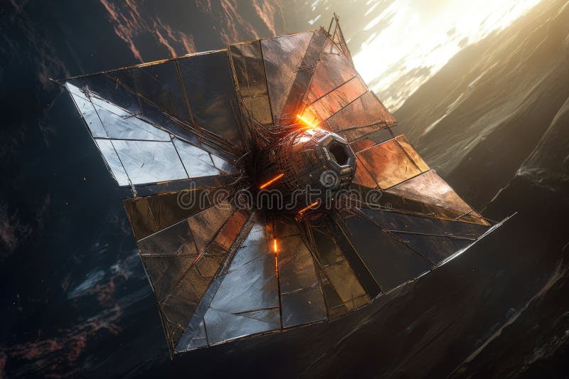 Collapsed Solar Sail of a Derelict Satellite Stock Illustration ...