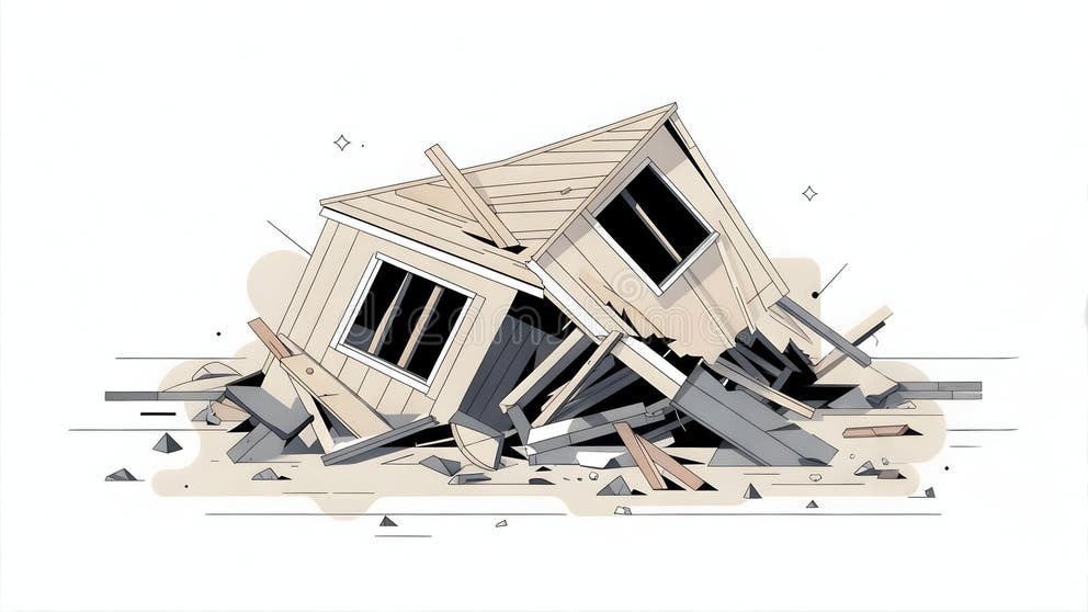 Collapsed Structure after Damage Showing Destruction and Debris Stock ...