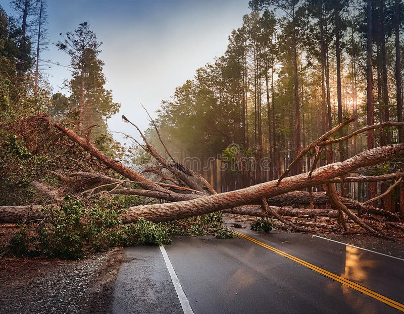 Collapsed Trees Blocking a Road, Highlighting Hurricane S Destructive ...