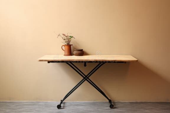 Collapsible Dining Table Against a Plain Wall Stock Image - Image of ...
