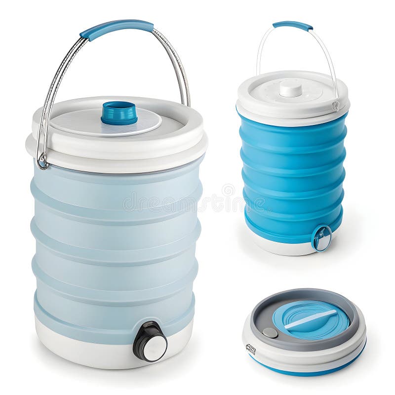 Collapsible Water Container Isolated on White Background Stock ...