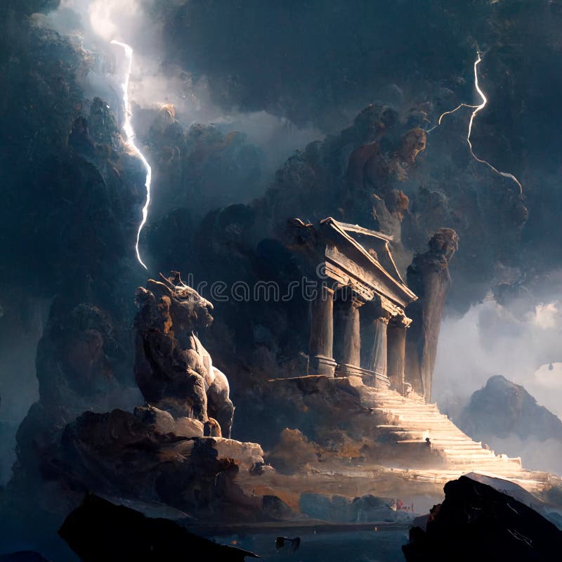 The Collapsing Roman Pantheon during a Thunderstorm and Falling ...