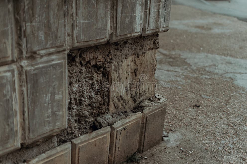 The Collapsing Wall of a Residential Building Stock Photo - Image of ...