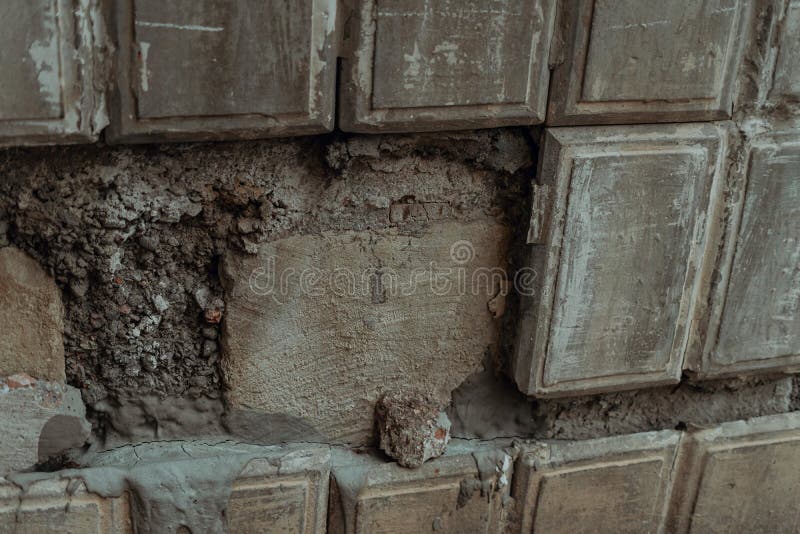 The Collapsing Wall of a Residential Building Stock Image - Image of ...