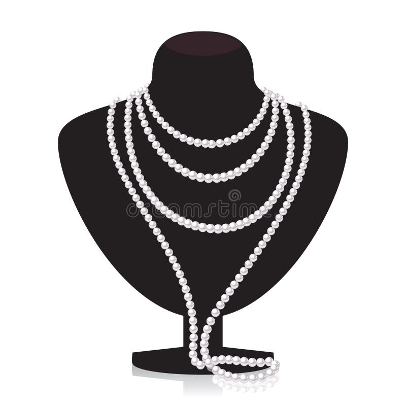 Icono Del Collar De La Perla, Estilo Del Esquema Ilustración del Vector ...