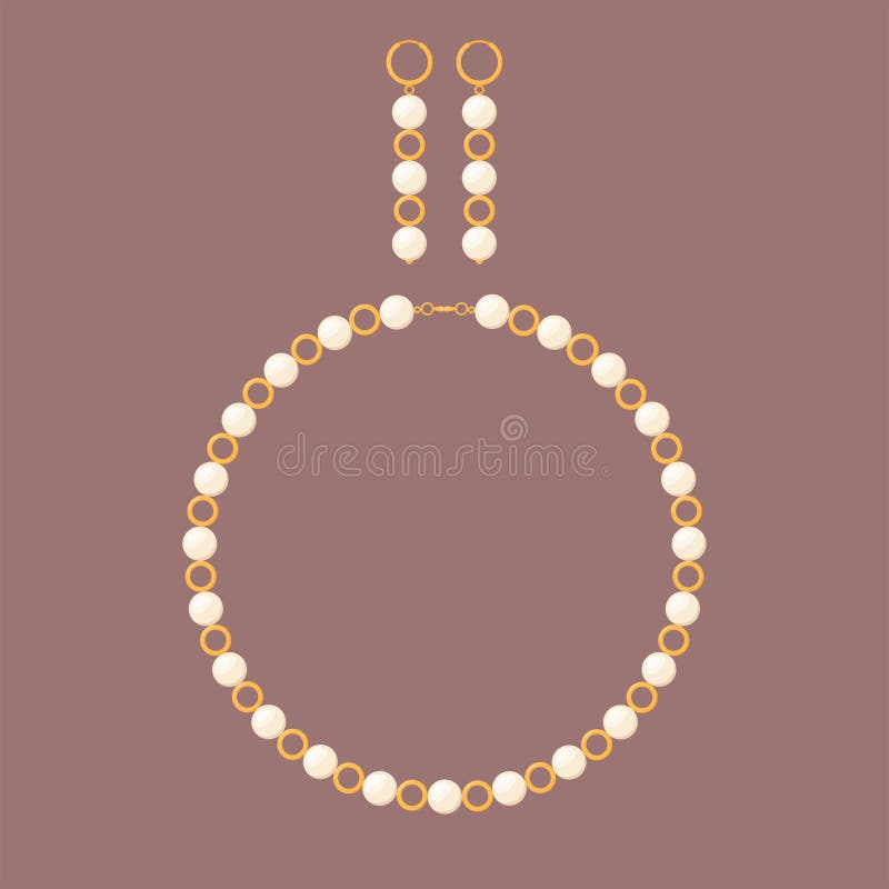 Collar De Perlas Y Pendientes. Ilustración Vectorial Ilustración del ...