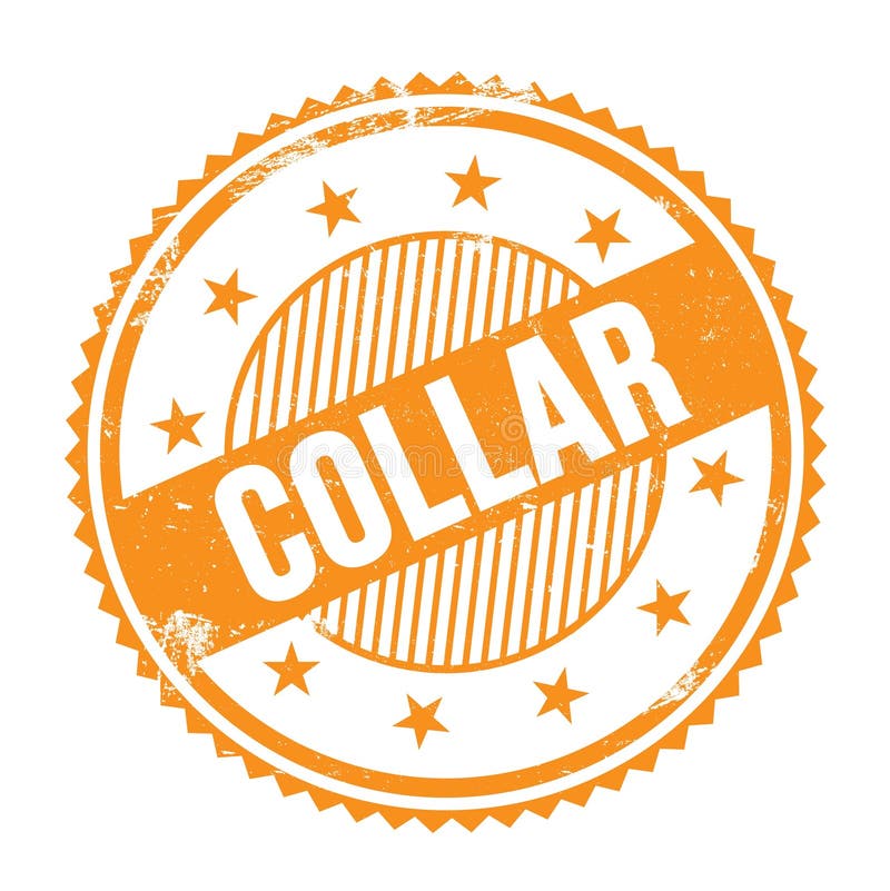COLLAR Text Written on Orange Grungy Round Stamp Stock Illustration ...