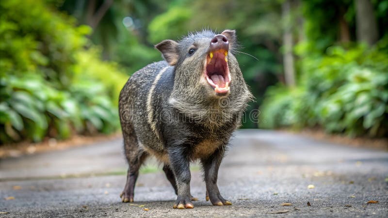 Collared Peccary Pig Screams Street Stock Illustration - Illustration ...