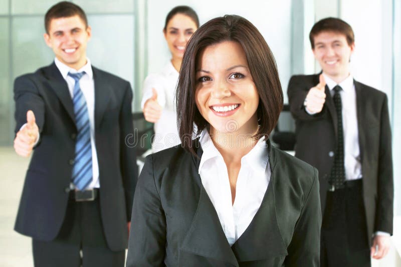Businesswoman in Front of Sales Team Stock Image - Image of businessman ...