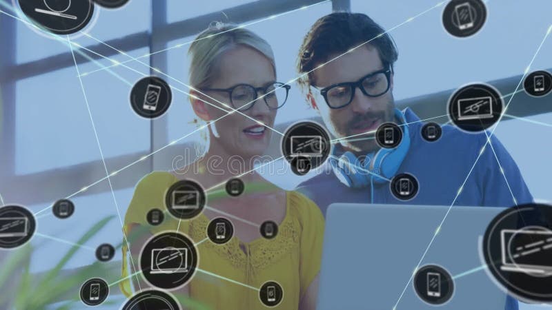 Colleagues Activating Laptop Overlay and Generating Network Mapping ...