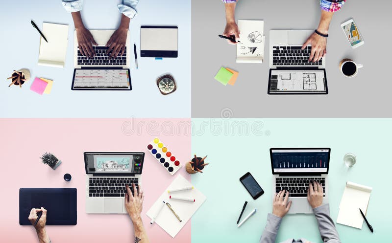 Colleagues Busy Working Laptop Office Concept Stock Image - Image of ...