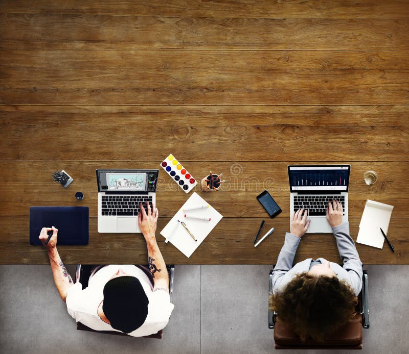 Colleagues Busy Working Laptop Office Concept Stock Image - Image of ...