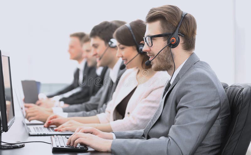 Colleagues Call Centre Workplace in the Office Stock Image - Image of ...