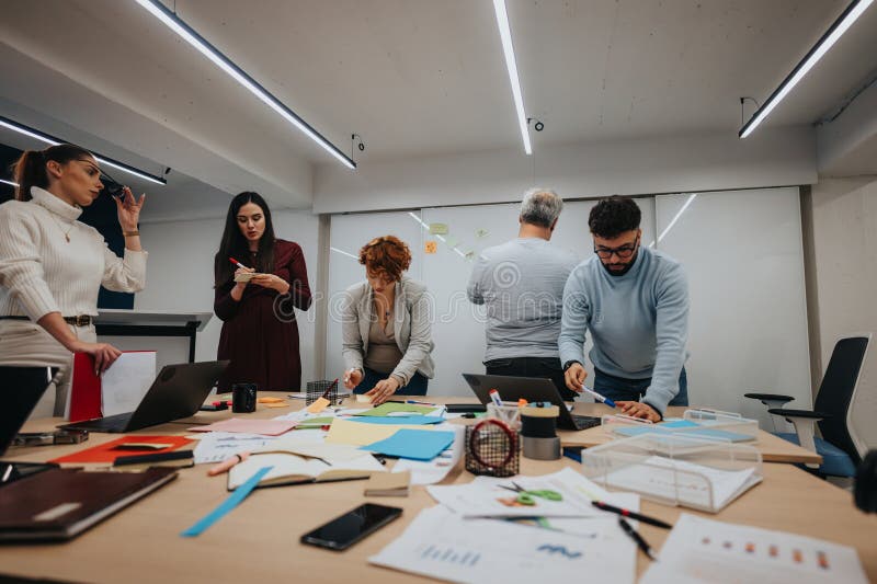 Colleagues Collaborating and Sharing Ideas in a Dynamic Business ...