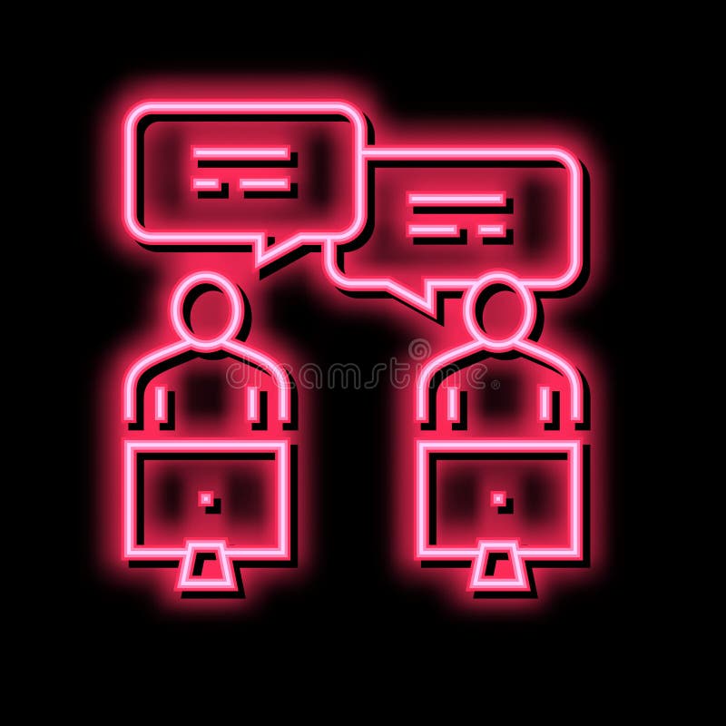 Colleagues Communication Workspace Neon Glow Icon Illustration Stock ...