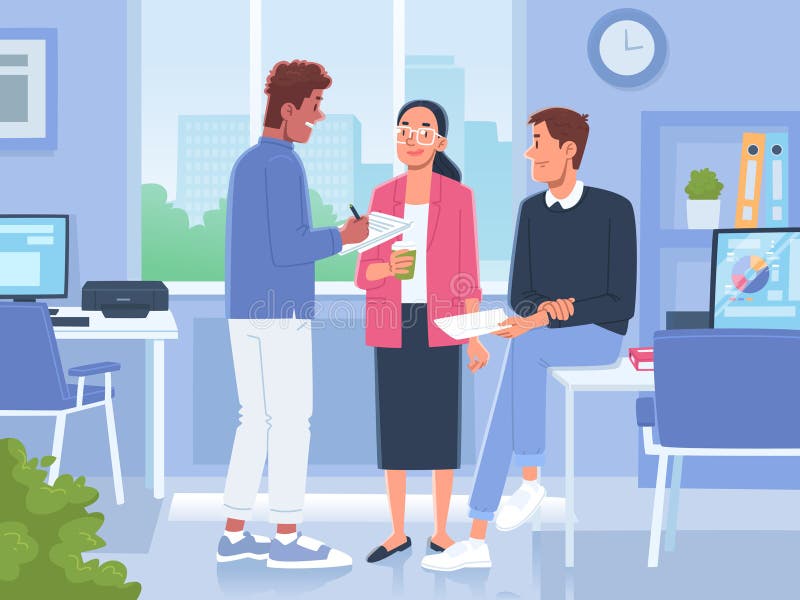 Colleagues of Company are Discussing the Project in the Office ...