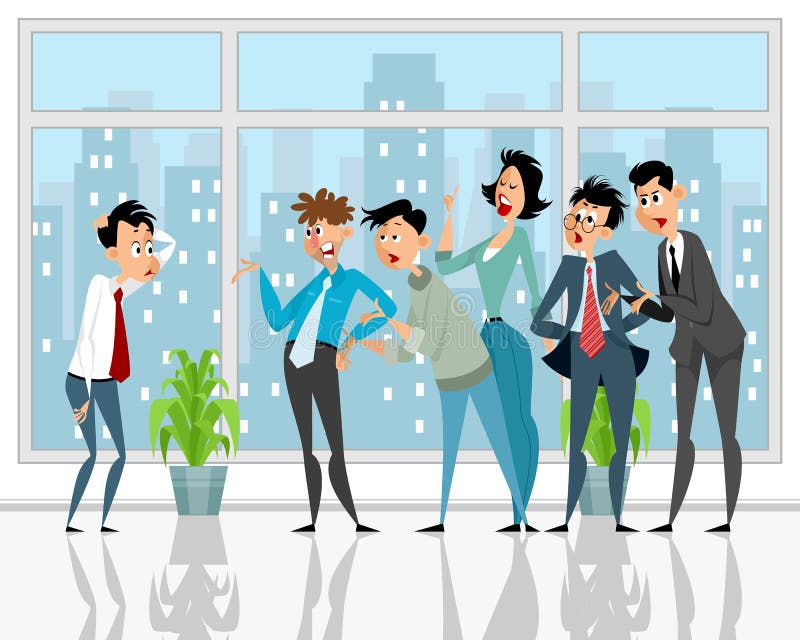 Colleagues Convince Subordinate Stock Vector - Illustration of humor ...