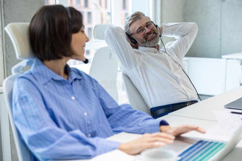 Colleagues in Data Center Having a Break and Looking Relaxed Stock ...