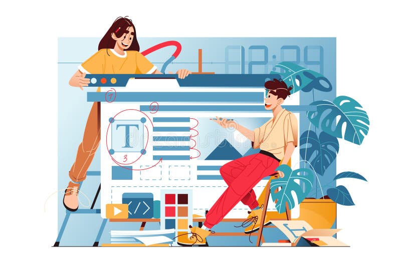 Colleagues Discussing Web Page Project Stock Vector - Illustration of ...