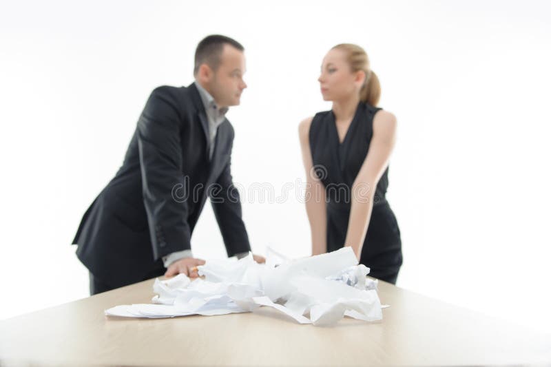 Colleagues Discussing Something with a Heap of Stock Image - Image of ...