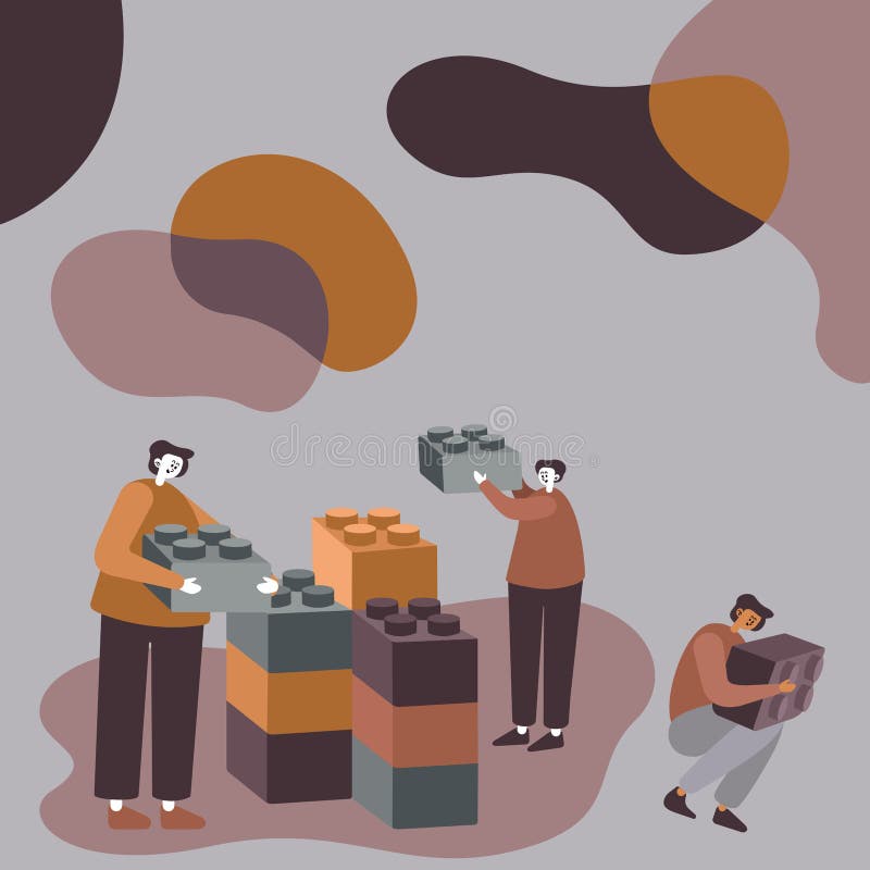 Three Colleagues Having Meeting Displaying Cube Representing Teamwork ...