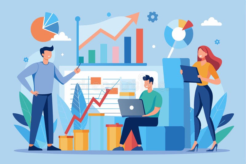 Colleagues Engage in Analyzing Growth Charts, Discussing Data Insights ...