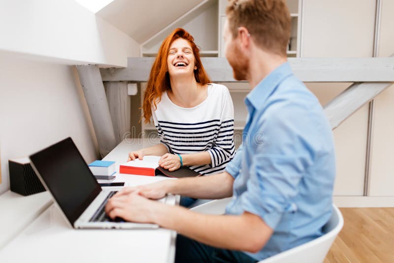 Colleagues Flirting in Office Stock Image - Image of happy, romance ...